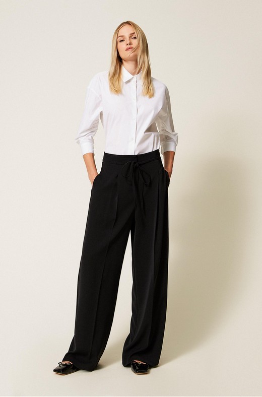 Palazzo trousers with drawstring | TWINSET | emporium.eu