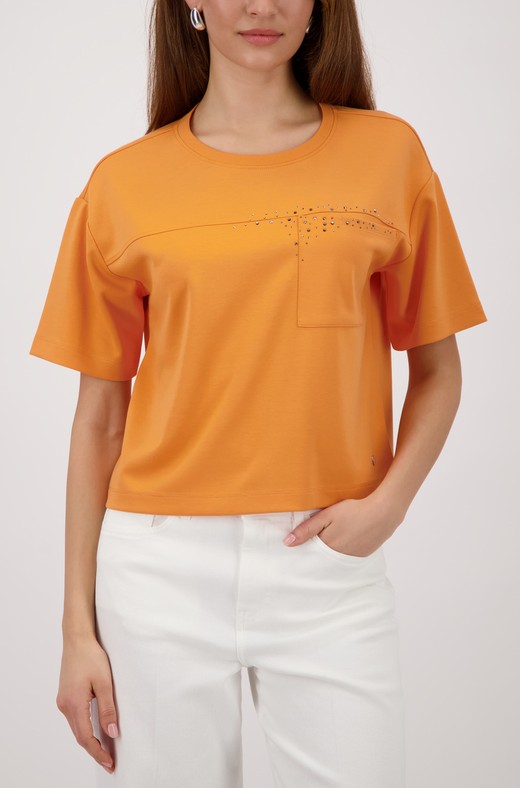 Majica kratkih rukava s ukrasnim kamenčićima | MONARI | emporium.eu