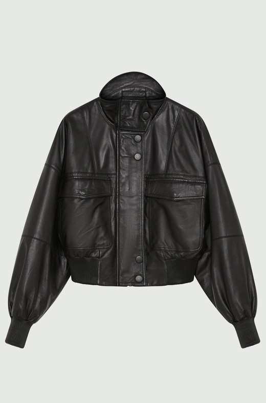 Stella Maxwell x Marella padded leather bomber jacket | MARELLA ...