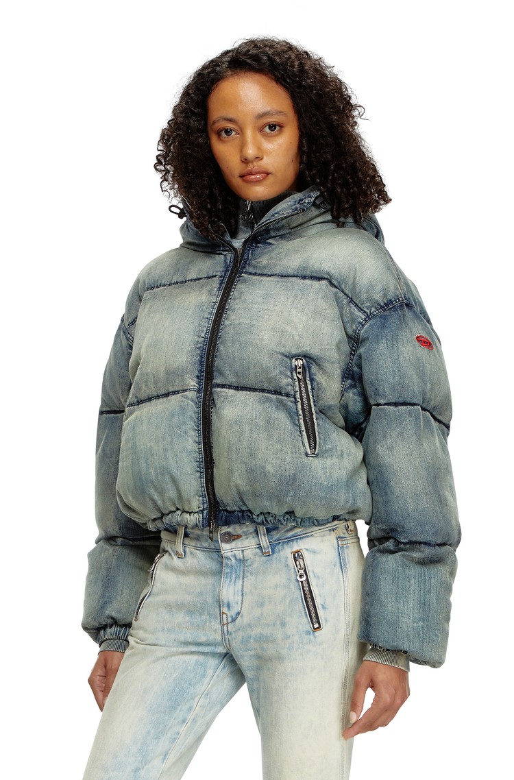DIESEL Quilted puffer jacket in denim look | Emporium